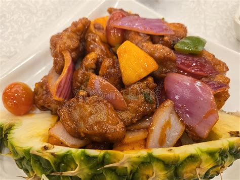 Hong Kong 19 Jun 2025 Sweet And Sour Pork Serving In A Chinese