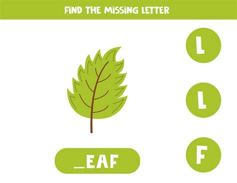Find Missing Letter With Hand Drawn Leaf Spelling Worksheet 11587565