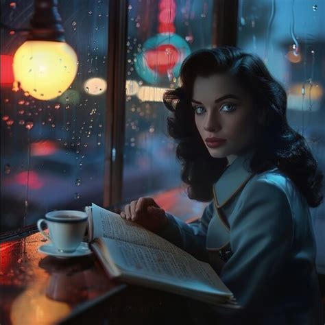 Premium Photo A Woman Reading A Book In A Rain Storm