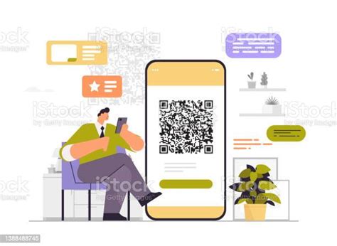 스마트 폰 화면에 Qr 코드를 스캔 하는 사업가 읽기 쉬운 바코드 확인 개념 Qr코드에 대한 스톡 벡터 아트 및 기타 이미지