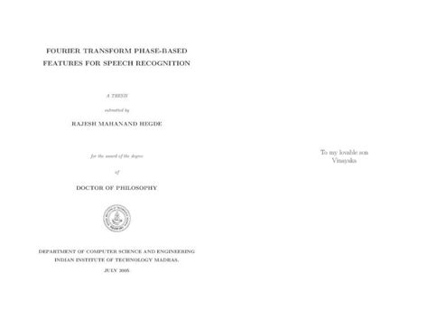 Pdf Fourier Transform Phase Based Features For Speech Recognition To