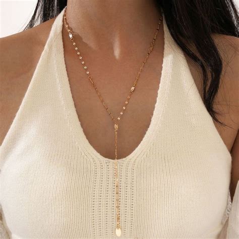 Fashion Simple Single Layer Gold Long Tassel Neckl In 2025 Womens Jewelry Necklace Semi