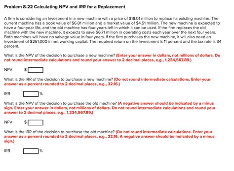 Solved Problem 8 22 Calculating NPV And IRR For A Chegg Com