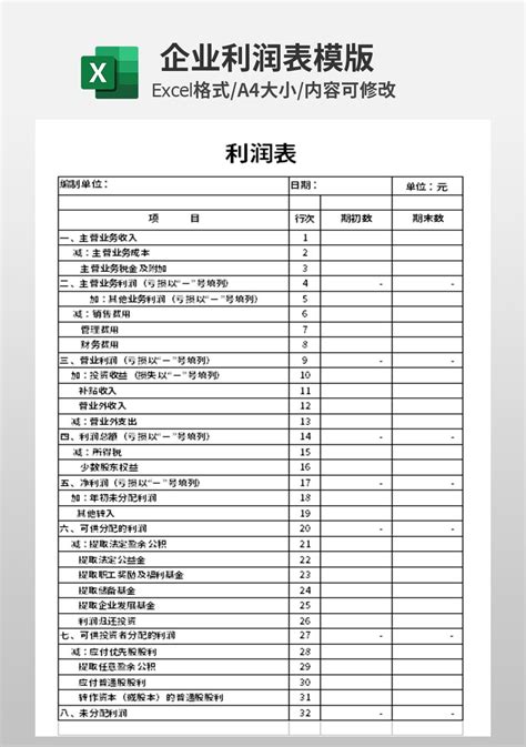 财务通用企业利润表模板财务会计excel模板下载 蓝山办公