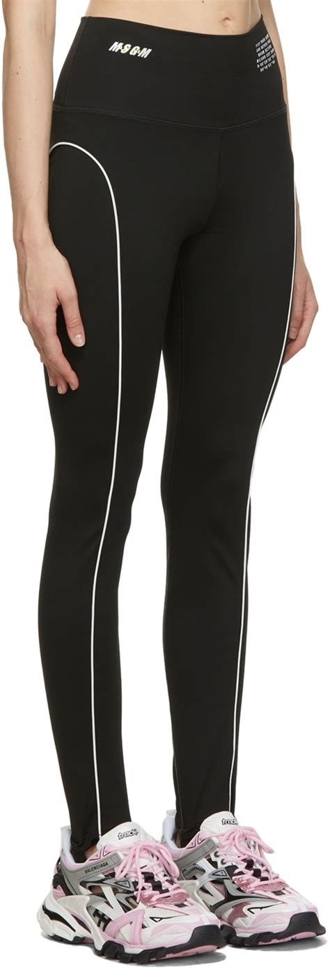 Msgm Black Logo Sport Leggings Msgm