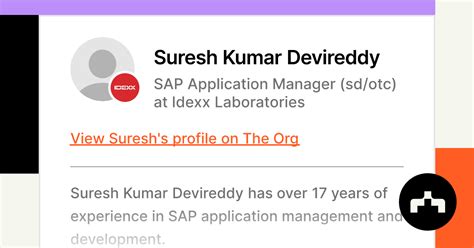 Suresh Kumar Devireddy Sap Application Manager Sdotc At Idexx