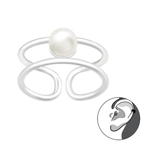 Ear Cuff 925 Sterling Silber Ohrklemme Mit Perle 3mm 1062