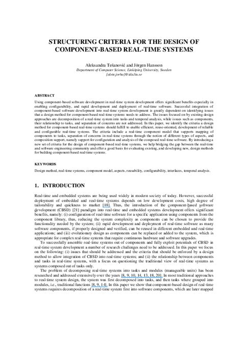 Pdf Structuring Criteria For The Design Of Component Based Real Time