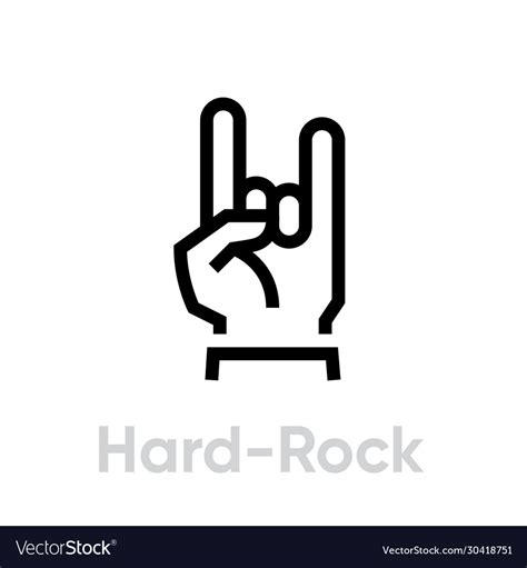 Hard Rock Hand Gesture Icon Editable Line Vector Image