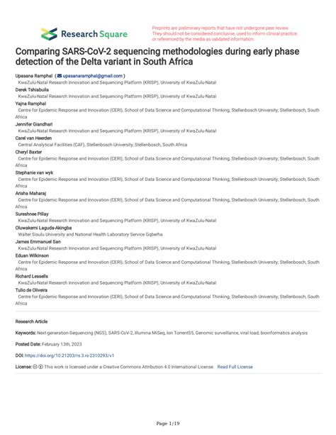 Pdf Comparing Sars Cov 2 Sequencing Methodologies During Early Phase