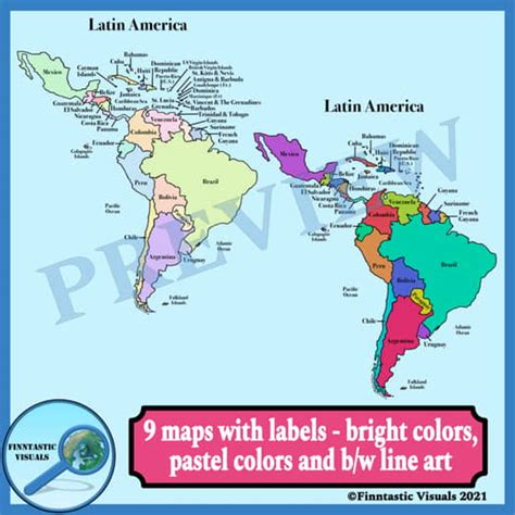 South America And Latin America Clip Art Maps By Finntastic Visuals