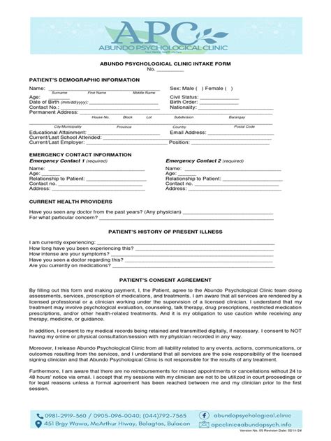 Apc Intake Form V5 Pdf Self Harm Psychotherapy