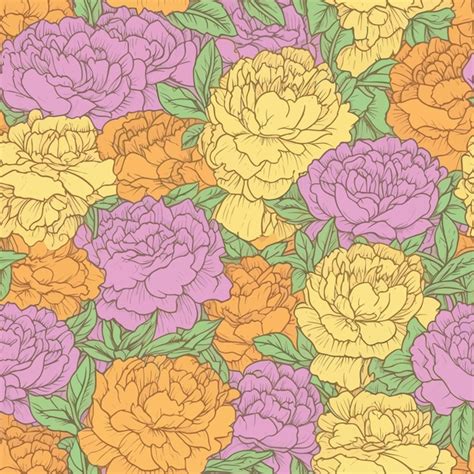 Premium Vector Seamless Colorful Peony Pattern