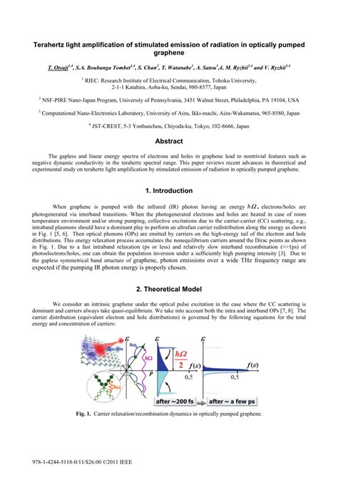 Pdf Terahertz Light Amplification Of Stimulated Emission Of Radiation In Optically Pumped Graphene