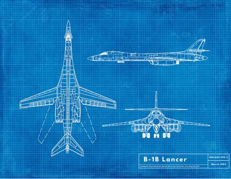 Usaf B 1b Lancer Bomber Blueprint Instant Download Printable Etsy