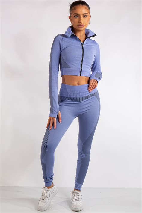 Amiya Blue 3 Piece Activewear Fitness Gym Wear Set Miss Hussy