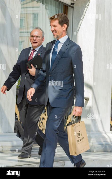 Athens Greece 09th May 2018 King Constantine Son Paul As He