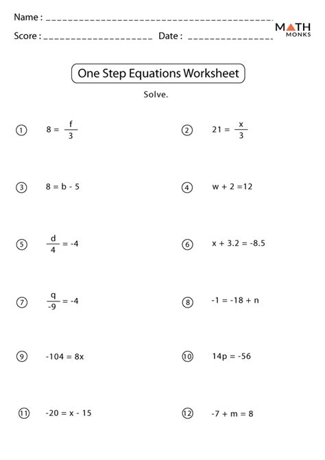 One Step Equations Involving Fractions Worksheets Worksheets Library