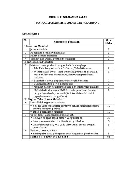 Anlok Penilaian Makalah And Persentasi Kelas A Pdf