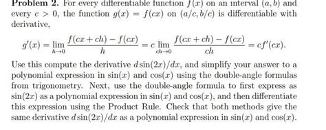 Solved Problem For Every Differentiable Function F X On Chegg
