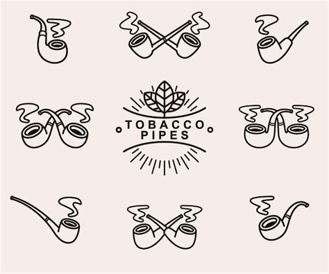 Conjunto De Pipas De Tabaco Icono De La Colección Pipas De Tobaco
