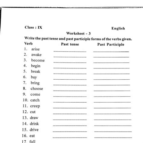 Verb Forms English First Language Assignment Teachmint