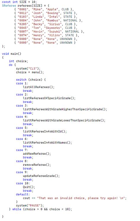 Solved In C The Code Is Written In The Struct SReferee Chegg