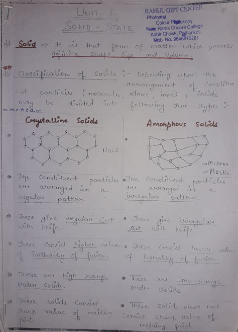 Solution Solid State Chemistry Class 12 Handwritten Notes Pdf 1