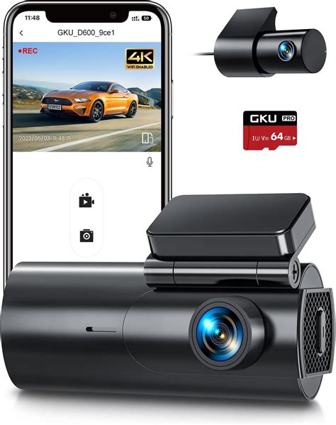 Gku 4k Wifi Dash Cam Dual Front And Rear 25k1080p Hidden Car Camera