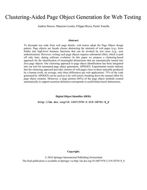 pdf clustering aided page object generation for web testing
