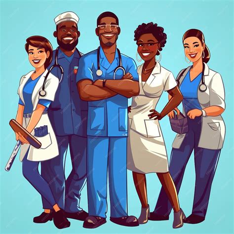 Premium Photo Cartoon Of A Diverse Group Of Healthcare Professionals