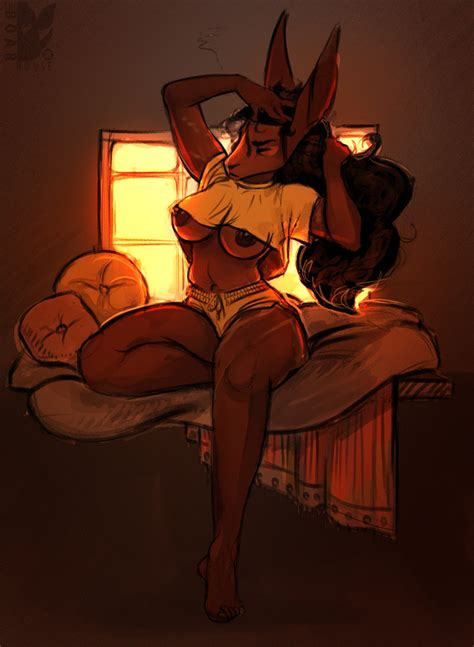 Rule 34 Absurd Res Anthro Bed Bedding Belly Bent Legs Big Ears Blanket Bottomwear Breasts