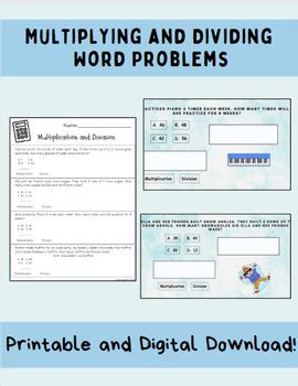 Multiplication And Division Word Problem Digital And Printable Resource
