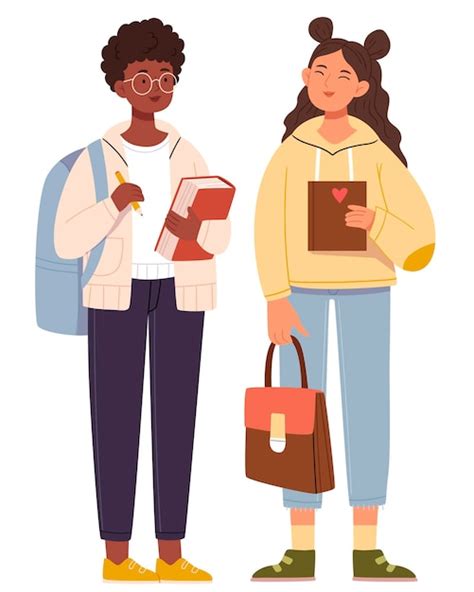 Premium Vector Group Of Two 2 Characters Style Young People Friends Together University Fellow