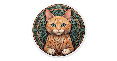 Art Nouveau Ginger Cat Ceramic Knob Zazzle