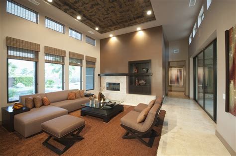 Earth Tone Living Room Theme With High Ceiling Propertylogy
