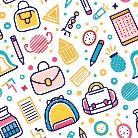 School Supplies And School Supplies Pattern 54080441 Vector Art At Vecteezy