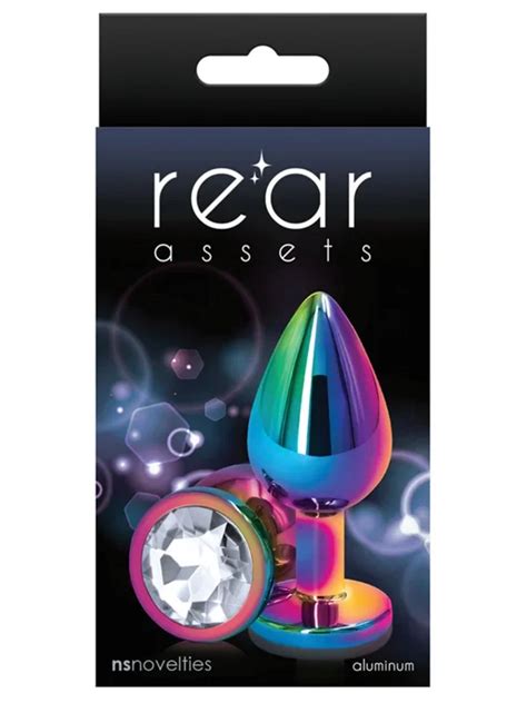 Rear Assets Medium Butt Plug Rainbow With Clear Gem • The Blissful