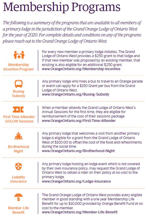 Membership Programs Grand Orange Lodge Of Ontario
