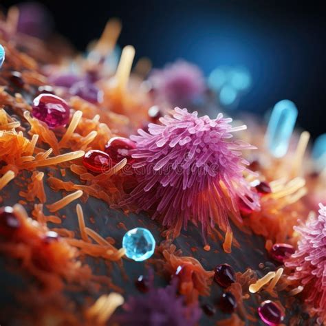 Threads Of Fungus And Bacteria Under A Microscope Microbes And