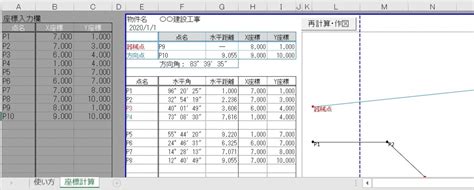 Excelで座標計算と作図テンプレートの無料ダウンロード 新作 無料ダウンロード エクセルのテンプレート