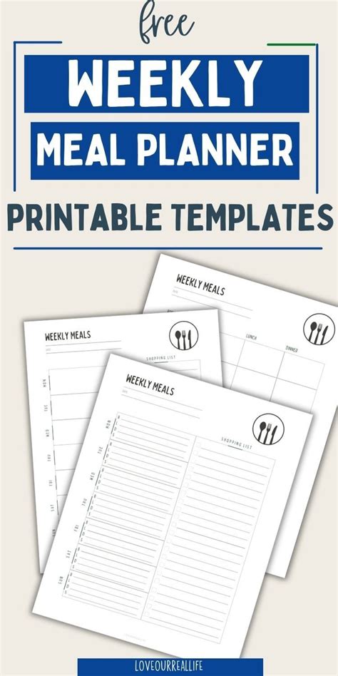 Free Printable Weekly Meal Planner Template