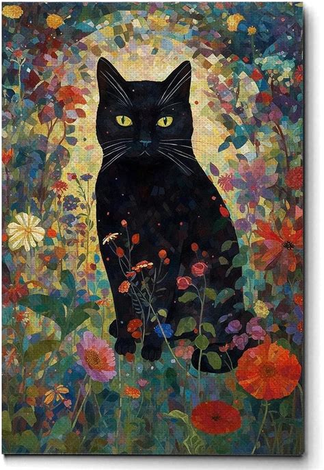Jp グスタフ・クリムト ポスター《庭の花 黒猫》ウォールアート グスタフ・クリムト プリント グスタフ・クリムト キャンバス 絵画 部屋の装飾 写真 50x70cmx1