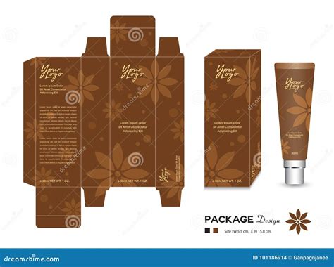 Cosmetic Packaging Template Vector Illustration Cream Layout Stock