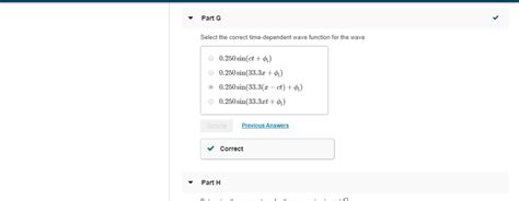 Solved Part G Select The Correct Time Dependent Wave