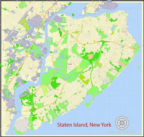 Editable Staten Island Street Map With Zip Codes Illustrator Pdf