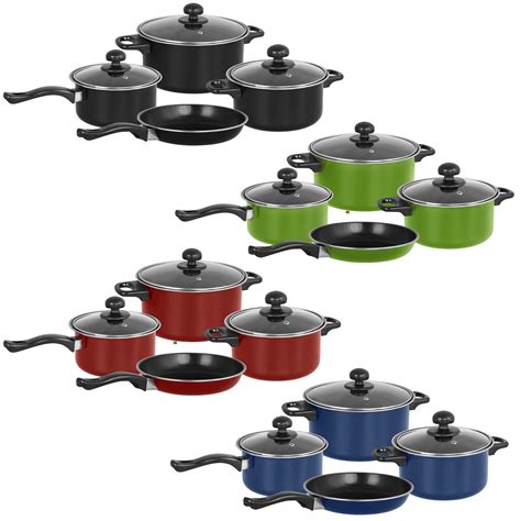 Non Stick 7 Pcs Cookware Set Cooking Casserole Pot Frying Pan Saucepan