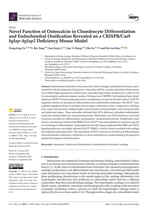 Pdf Novel Function Of Osteocalcin In Chondrocyte Differentiation And
