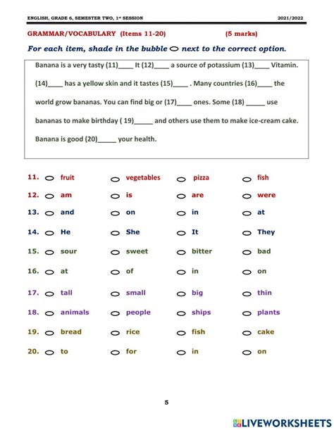 Grade 6 Mock Exam S 2 Worksheet Live Worksheets