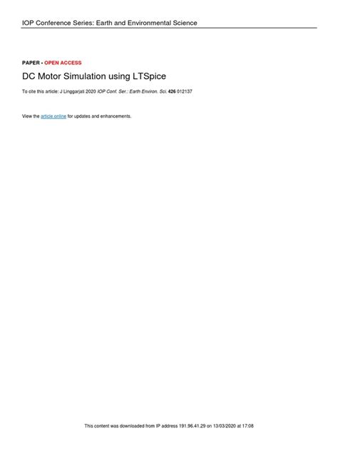Dc Motor Simulation Using Ltspice Pdf Electric Motor Voltage